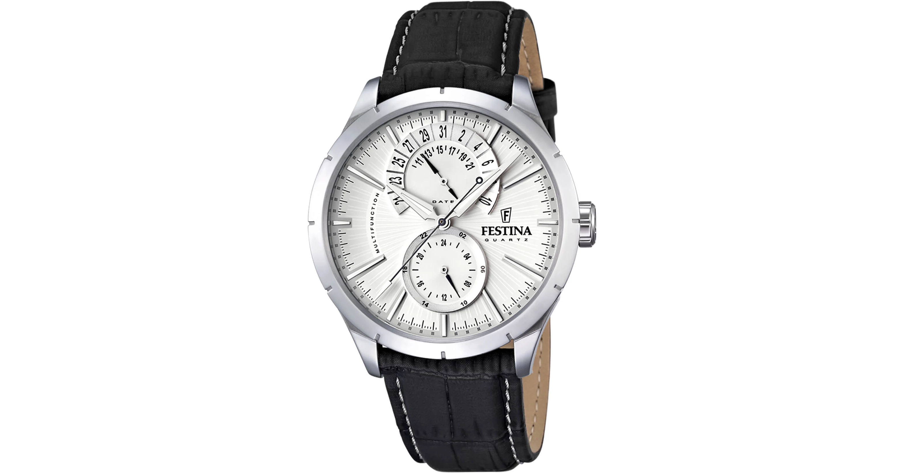 FESTINA - F16573/1 férfi óra fehér számlappal fekete bőrszíjjal - Festina Lotus SA. (Festina ...